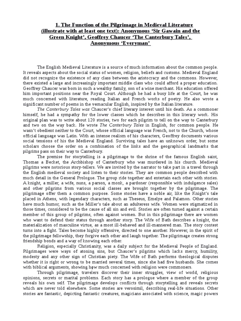 Pilgrimage and Storytelling in Chaucer | PDF | The Canterbury Tales ...