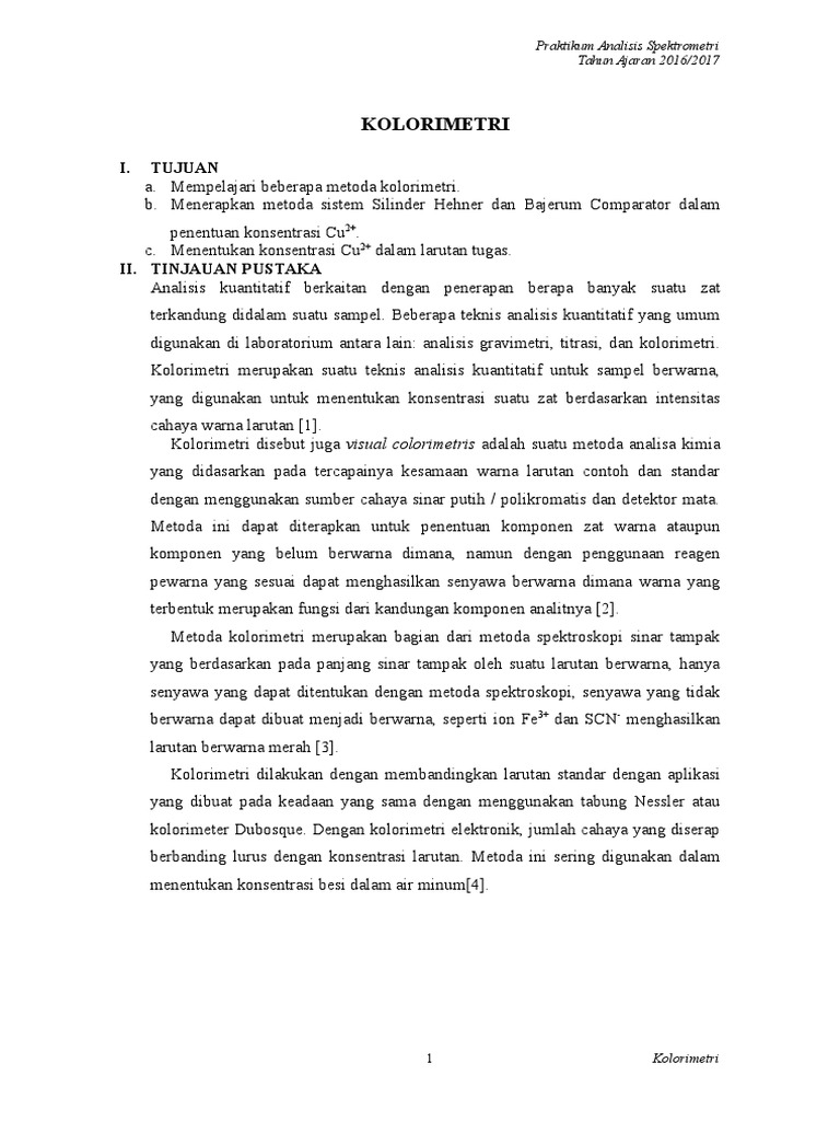 Metode Kolorimetri untuk Analisis Cu2+ | PDF | Sains & Matematika