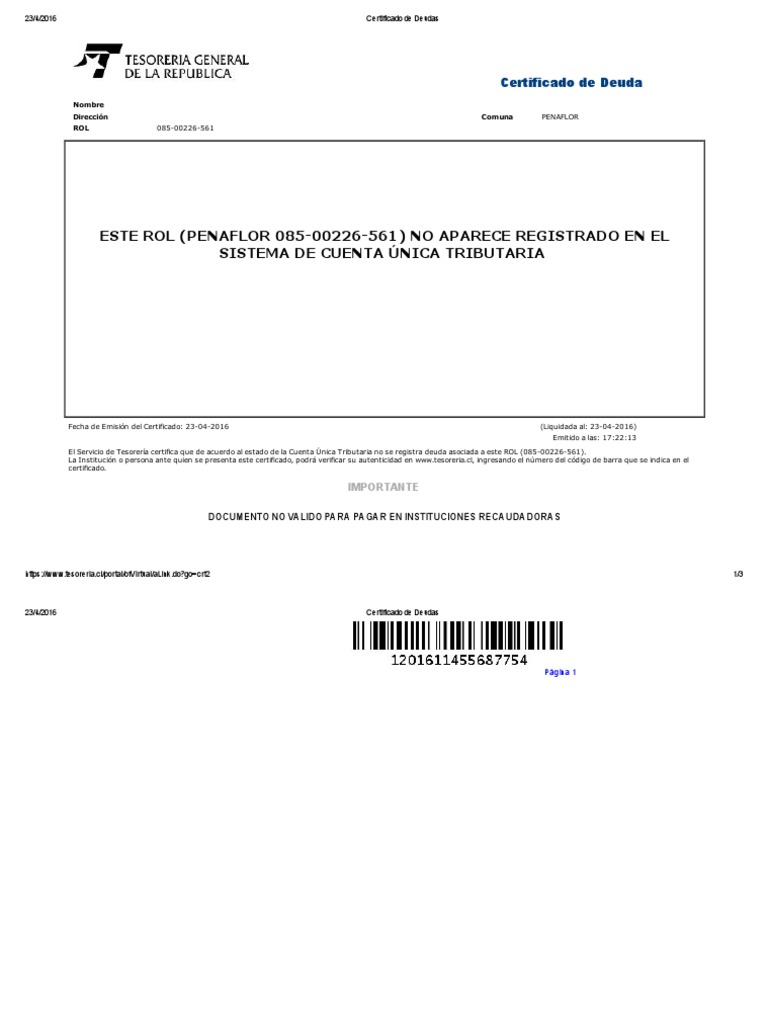 Certificado TGR | PDF