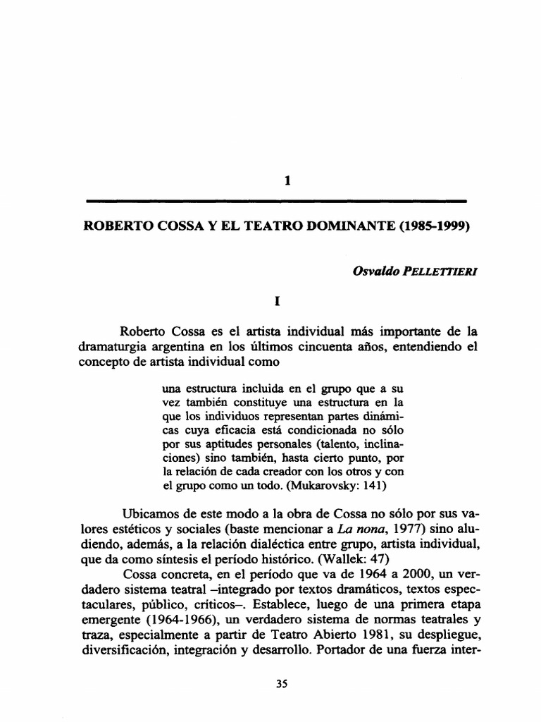 Roberto Cossa y El Teatro Dominante, 1985-1999 | PDF | Teatro | Autor