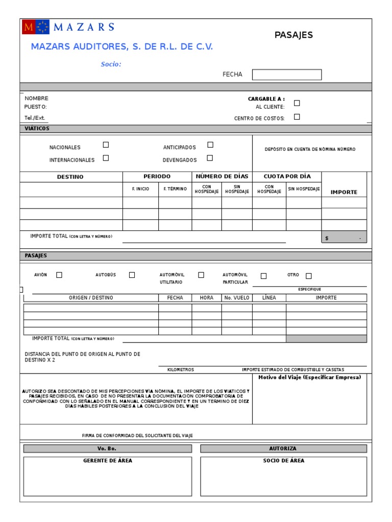 Formato Solicitud Viaticos | PDF