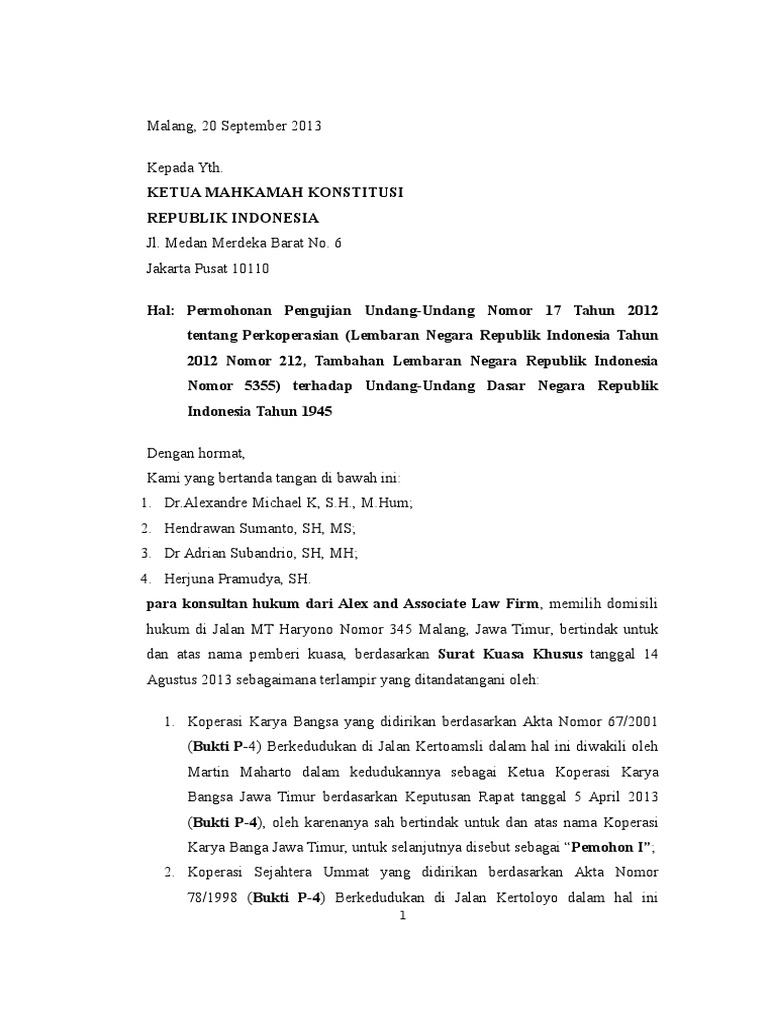 Contoh Surat Permohonan Judicial Review Ke Ma - Delinewstv