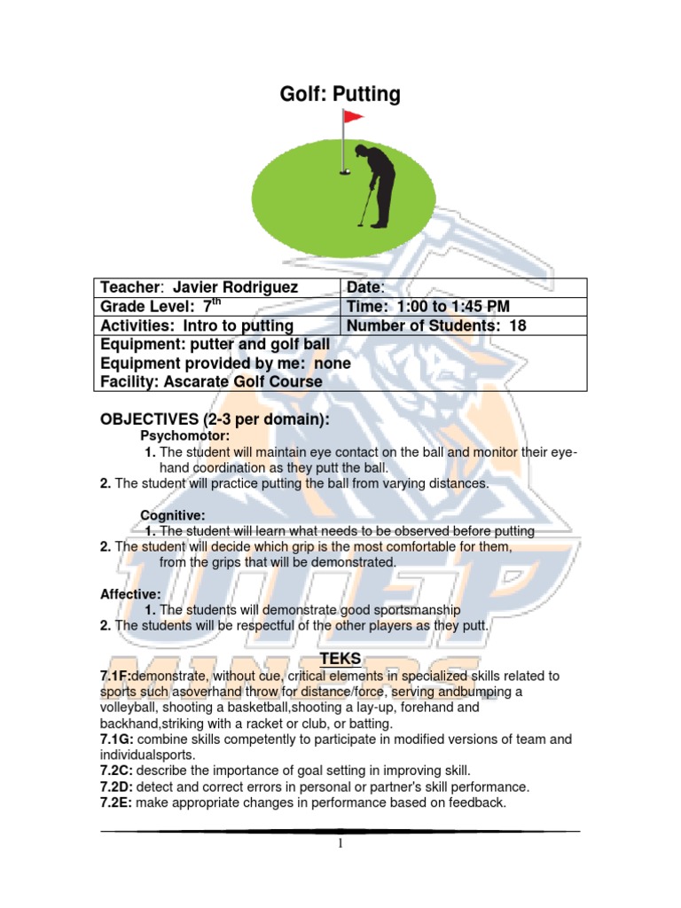 Golf Putting Lesson Plan For Website | PDF | Golf Stroke Mechanics ...