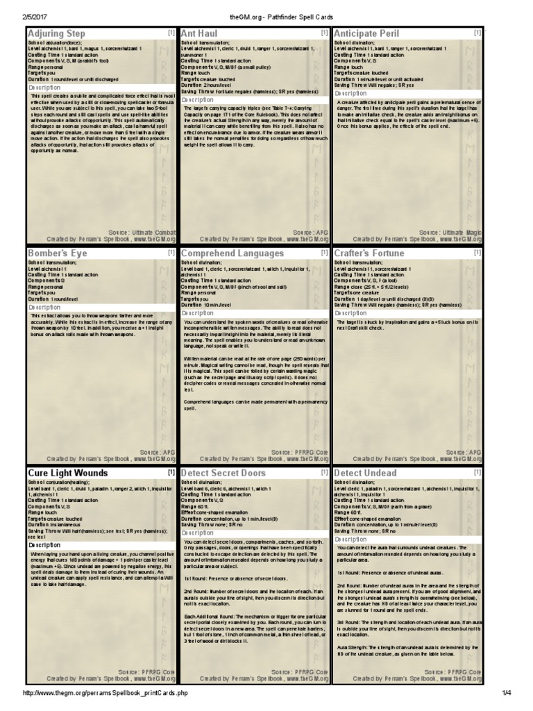 Spell Cards Alchemist 1 | Odor | Dungeons & Dragons