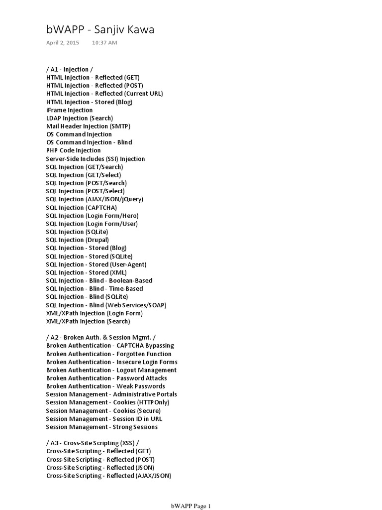 Bwapp Tutorial PDF | PDF | Secure Communication | Computer Security ...