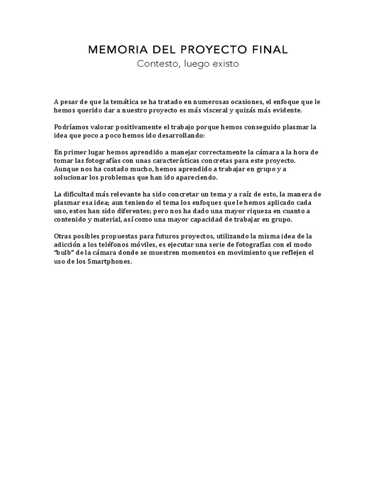 Memoria Proyecto Final | PDF | Fotografía aérea | Memoria
