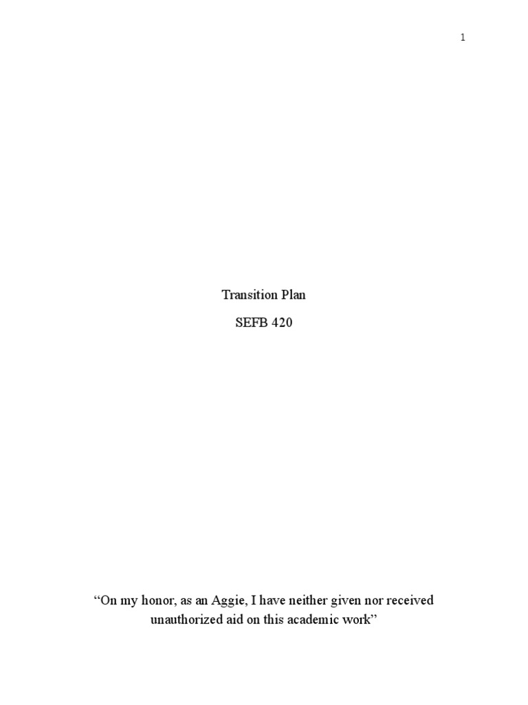 Transition Plan-University | PDF | Career & Growth | Wellness