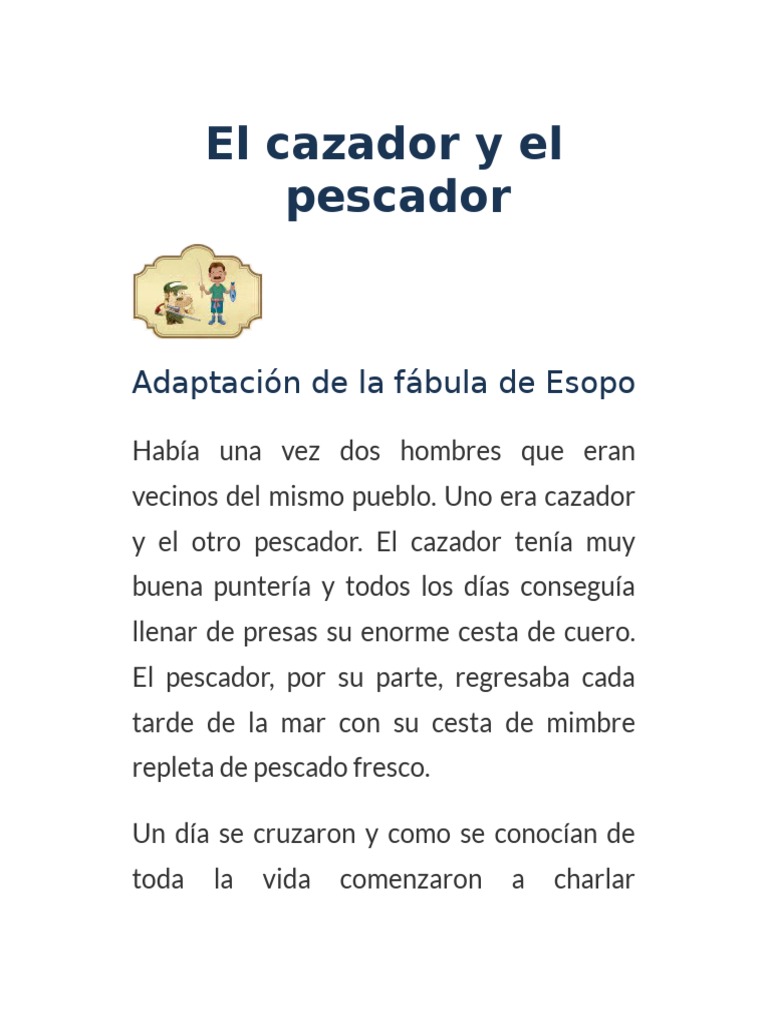 FABULA El Cazador y El Pescador | PDF | Ocio