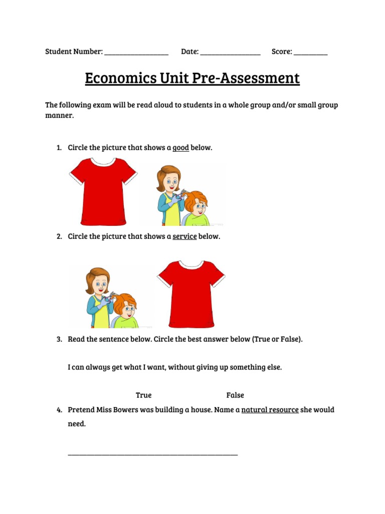 Economics Pre Post-Assessment | PDF | Cognition