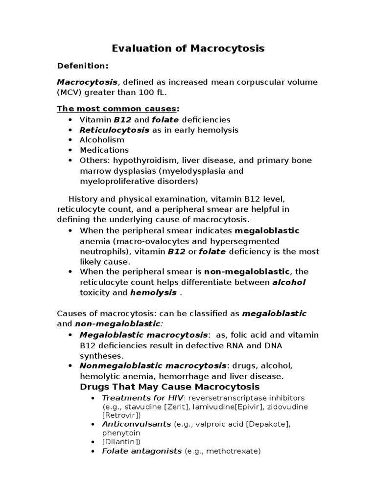 Evaluation of Macrocytosis | PDF