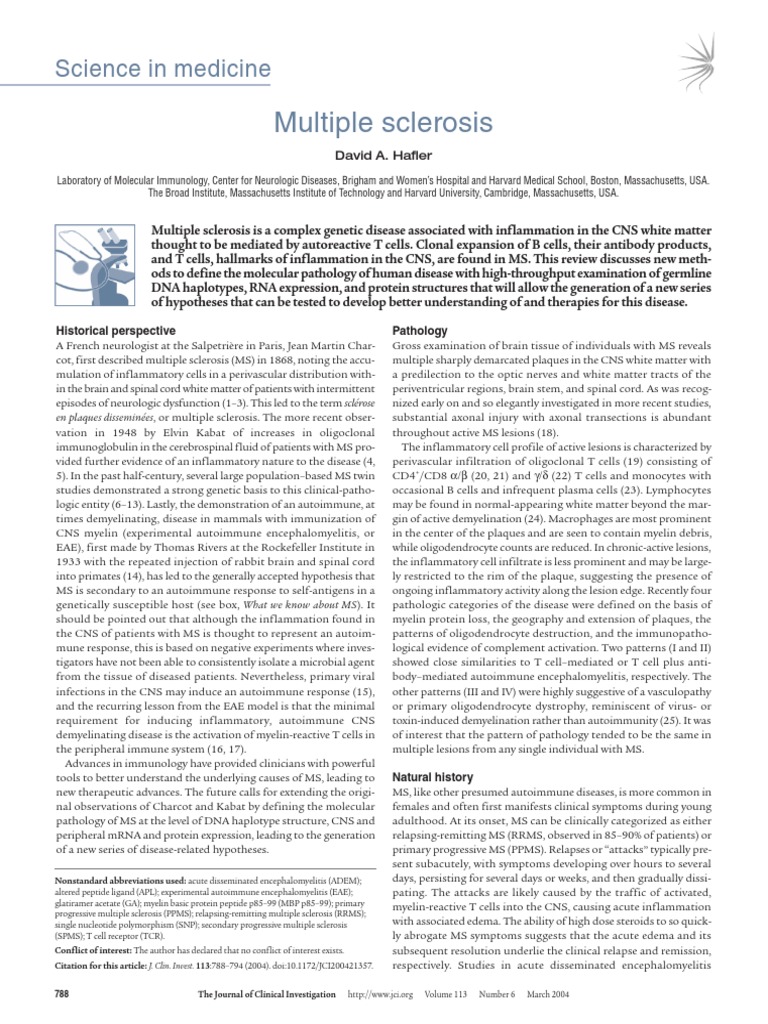 Multiple Sclerosis: Science in Medicine | PDF | Multiple Sclerosis | T ...