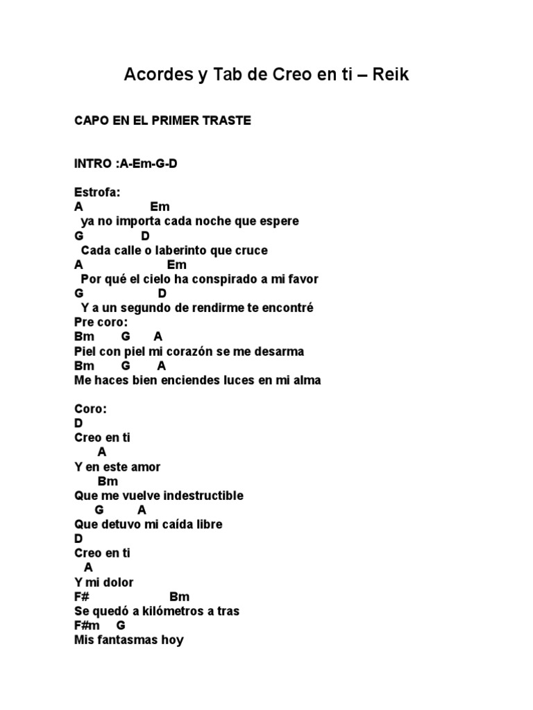 Acordes Y Tab De Creo En Ti Pdf