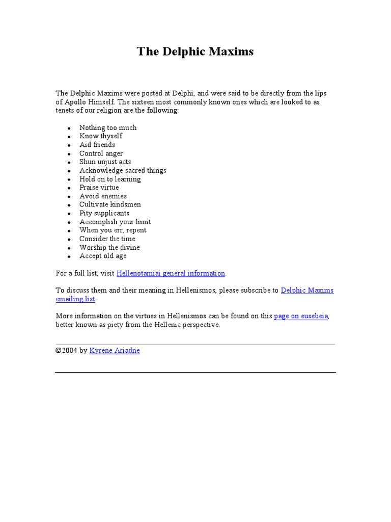 The Delphic Maxims | PDF