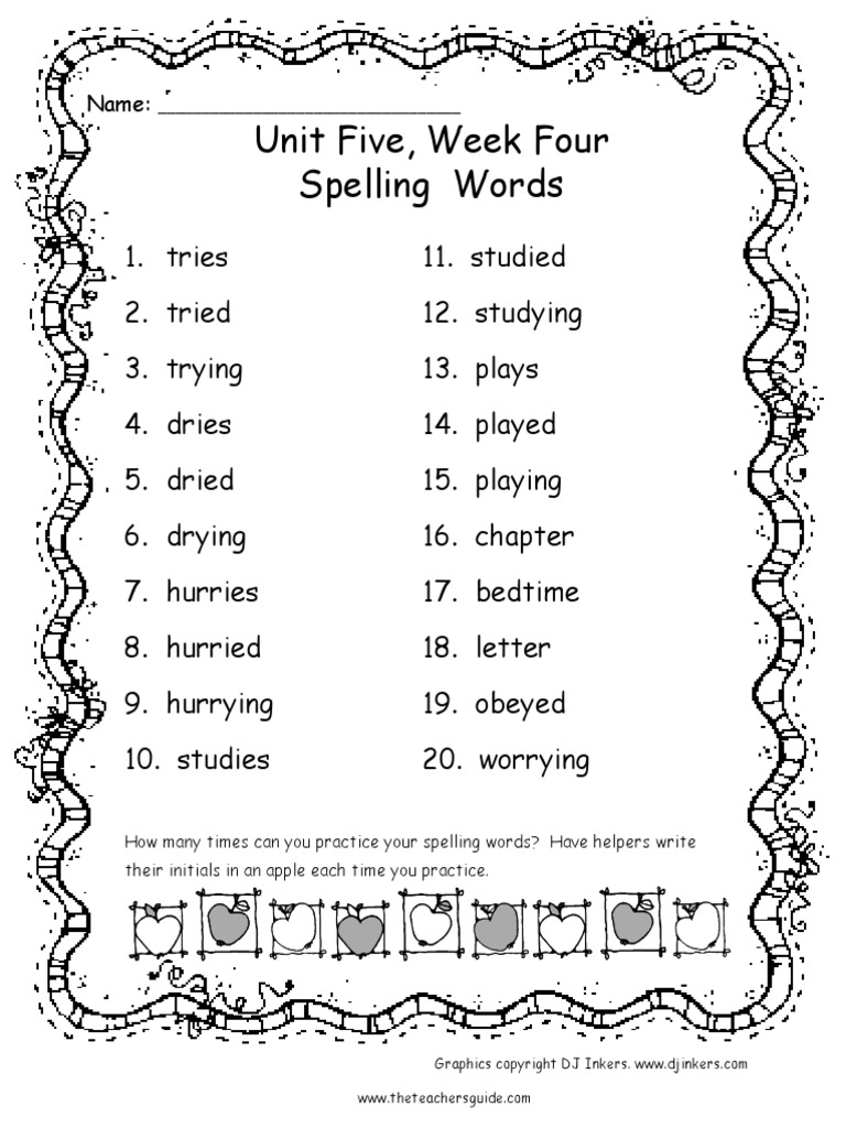 Spellingwords Unit 5 Week 4 | PDF