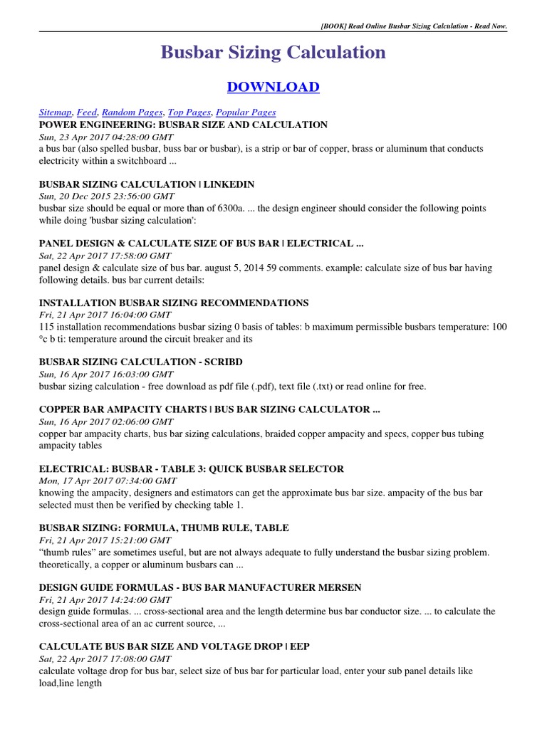 Busbar Sizing Calculation | PDF | Electrical Conductor | Electrical ...