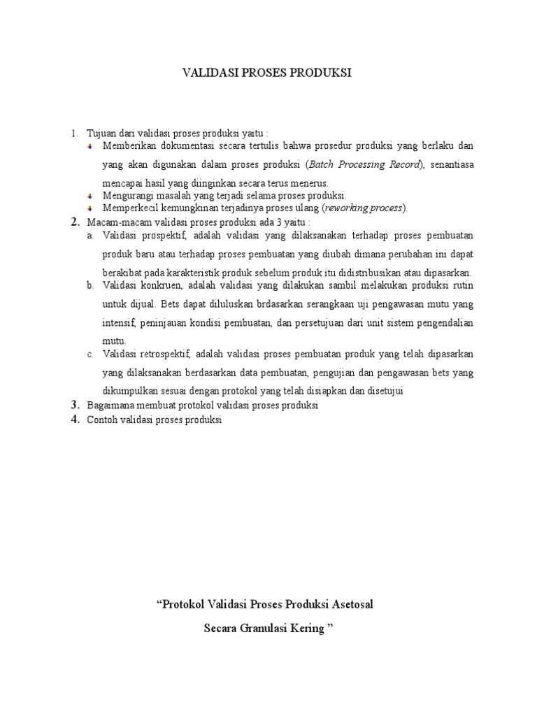 Validasi Proses Produksi | PDF