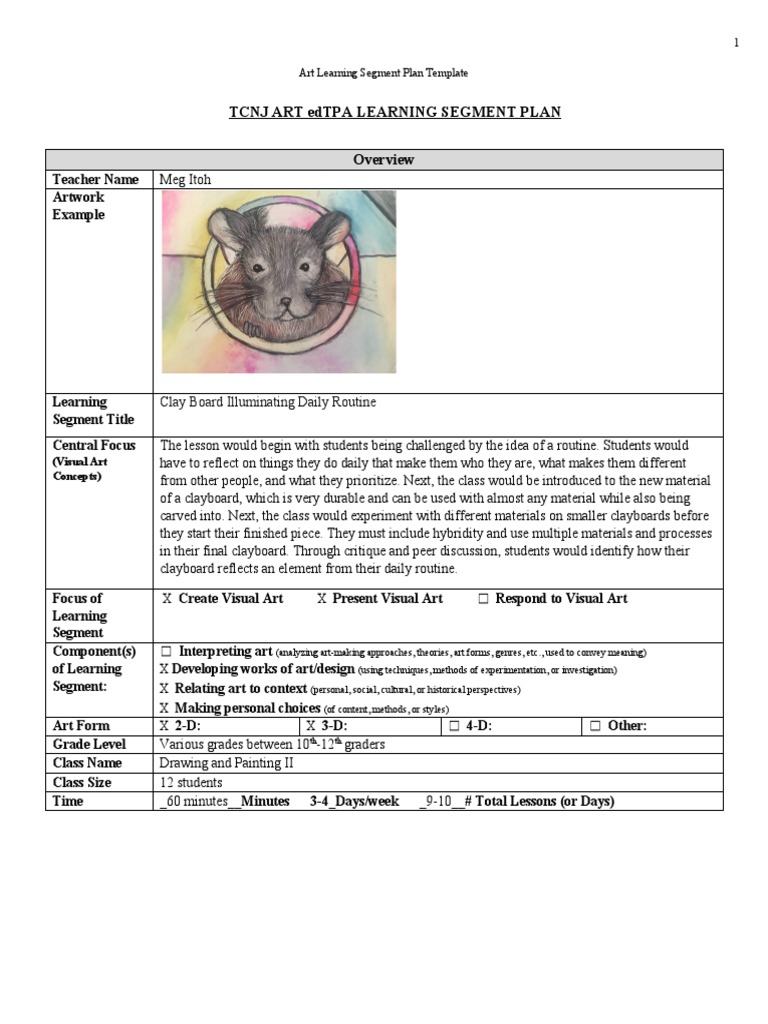 Learning Segment Plan Template Fall 2016 Edtpa | PDF | Watercolor ...