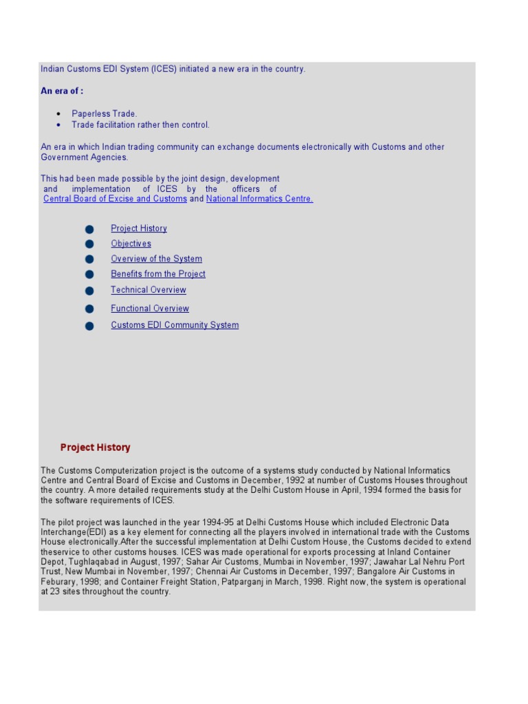 Indian Customs EDI System Overview | PDF | Electronic Data Interchange ...