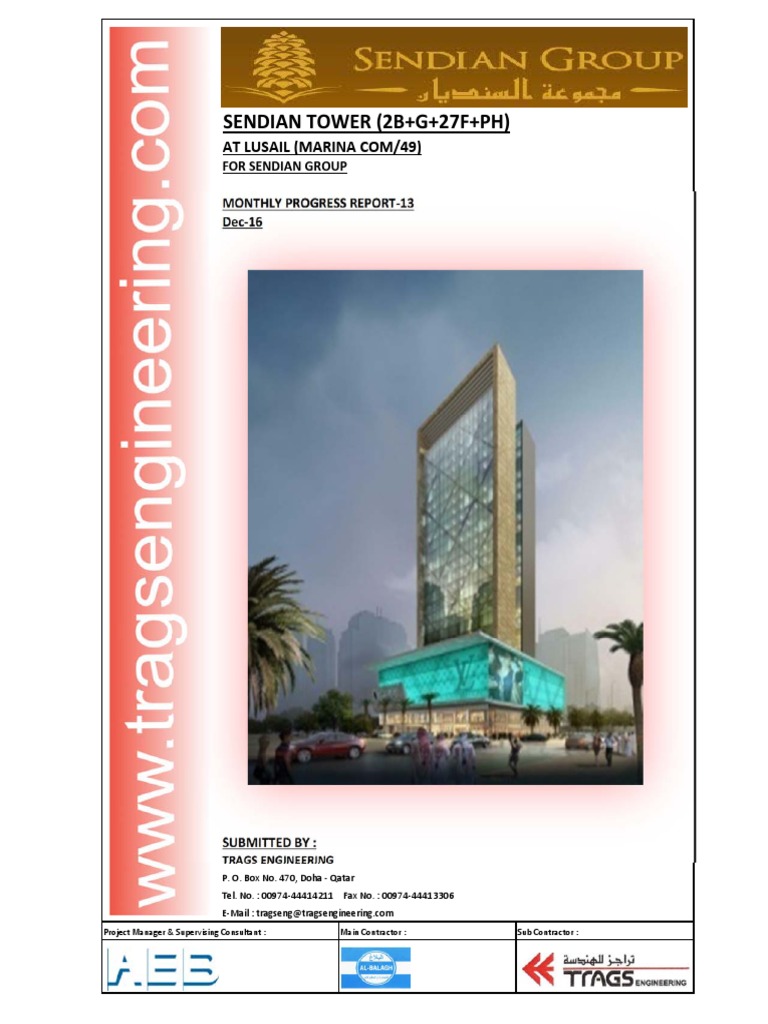 Sendian Tower Monthly Progress Report 13 | PDF | Hvac | Cable