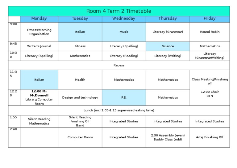 Term 2 Timetable Draft | PDF