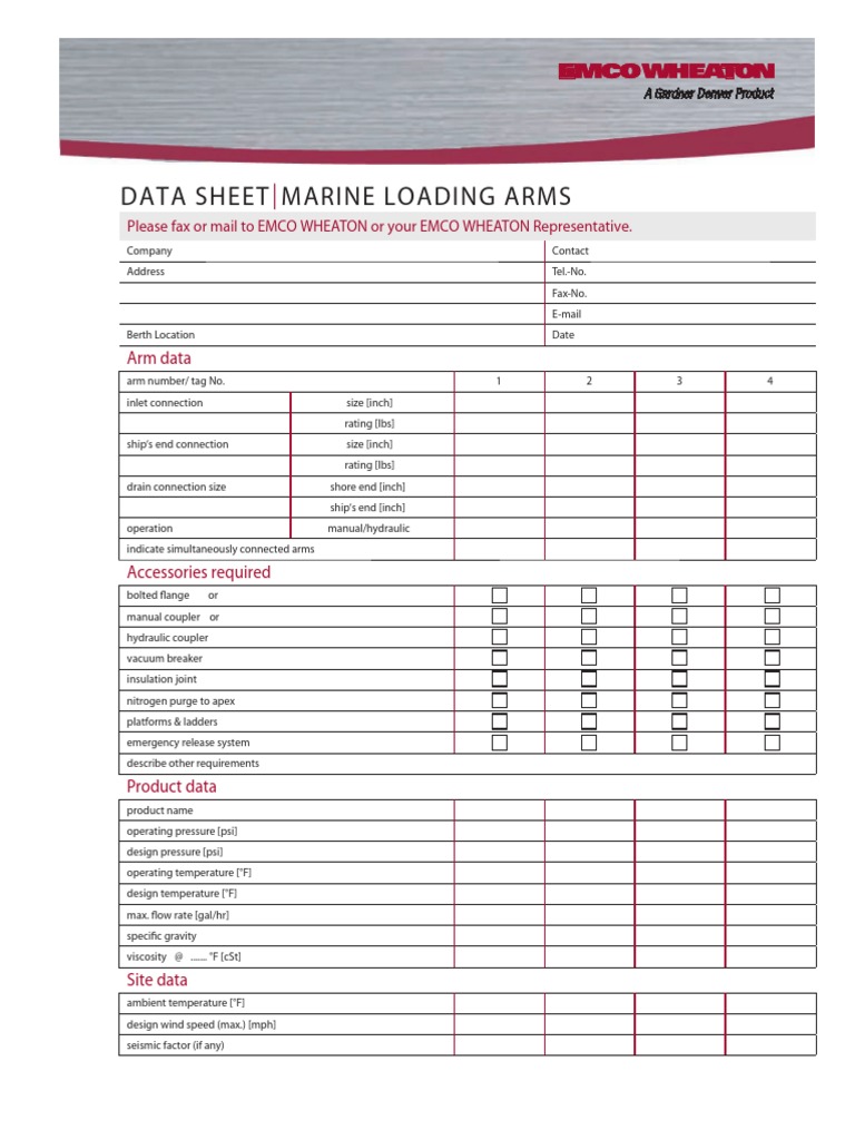 Marine Loading Arms Data Sheet | PDF | Transport | Nature