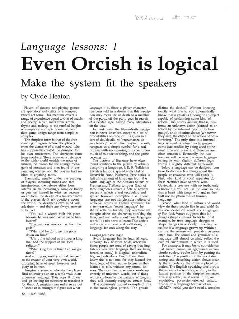 Dragon #75 - Even Orcish is Logical