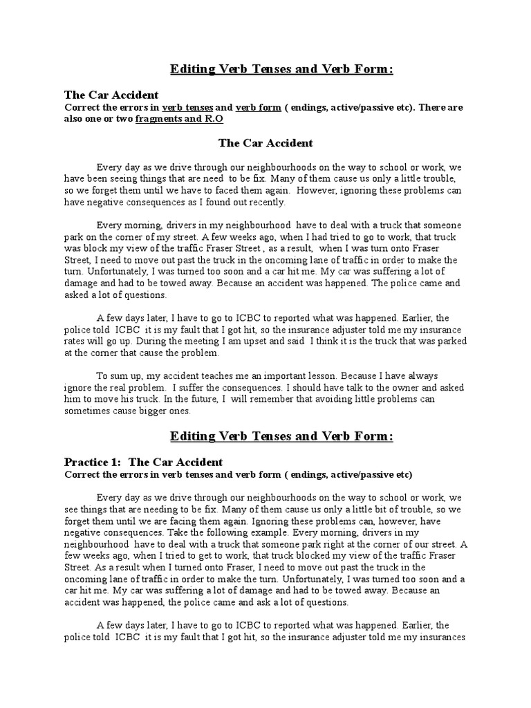 Verb Tense Editing Guide | PDF | Traffic | Verb