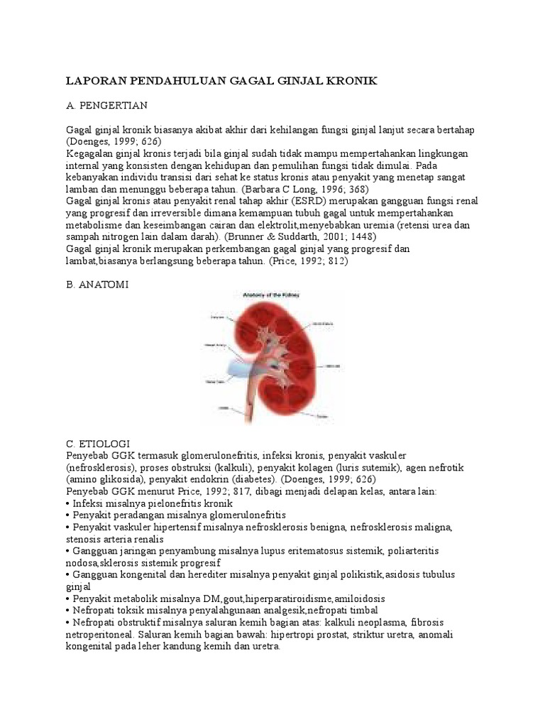 Laporan Pendahuluan Gagal Ginjal Kronik | PDF | Pengembangan Diri ...