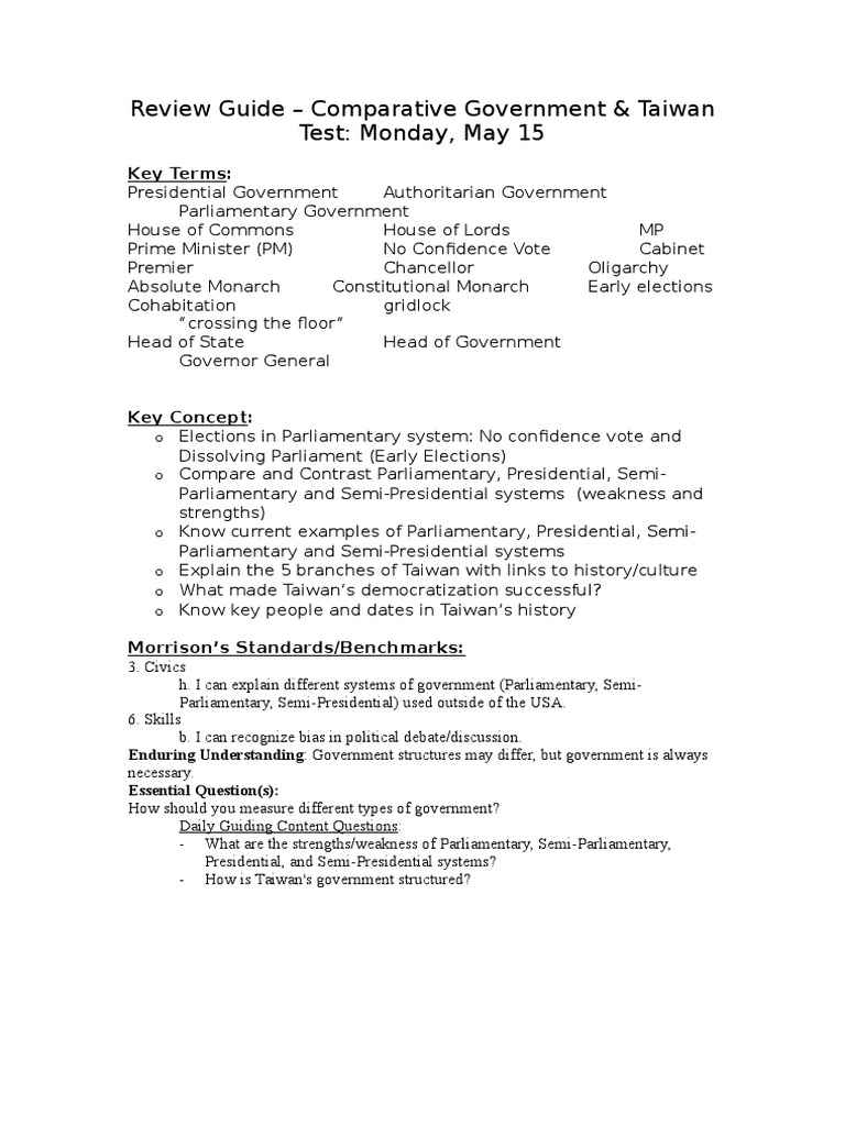 Comparative Government Review Guide | PDF