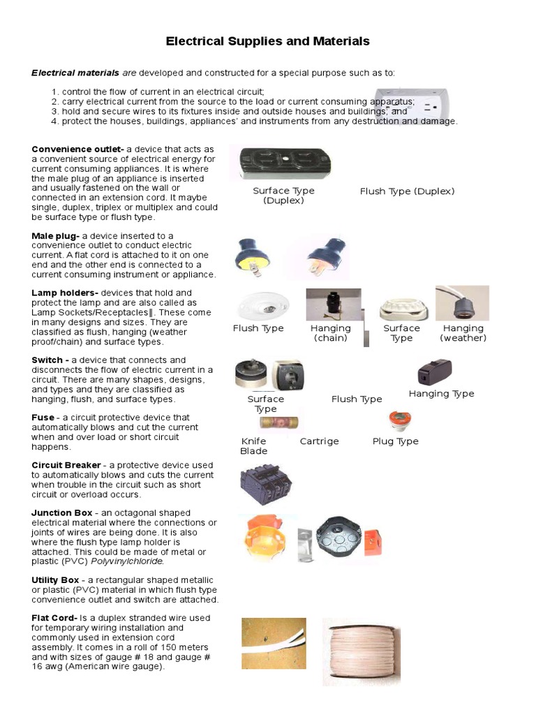 Electrical Supplies and Materials | PDF | Electrical Wiring | Ac Power ...