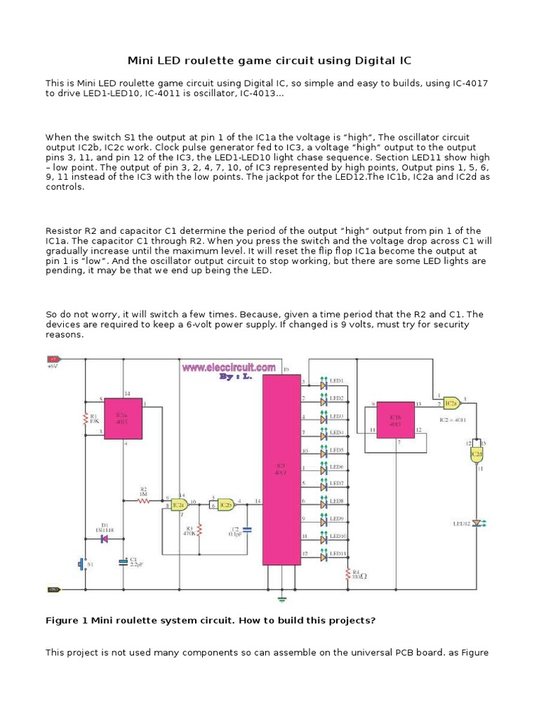 Mini LED Roulette Game Circuit Using Digital IC | PDF