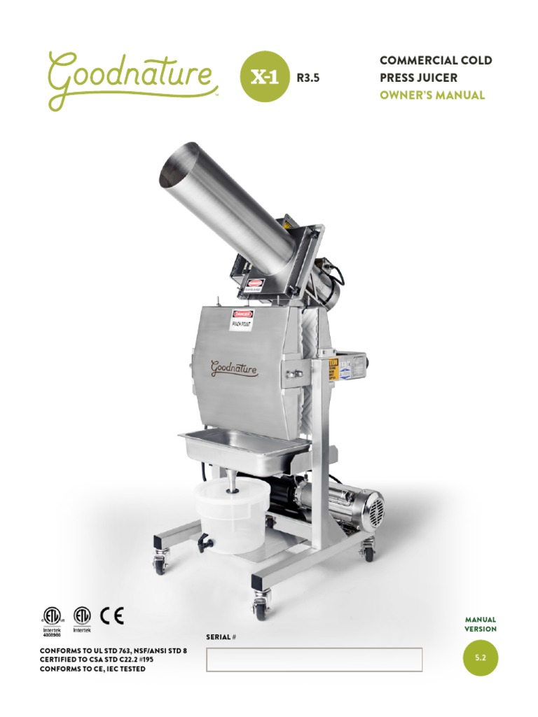 Goodnature - Brochure X1 Coldpress | PDF | Valve | Screw