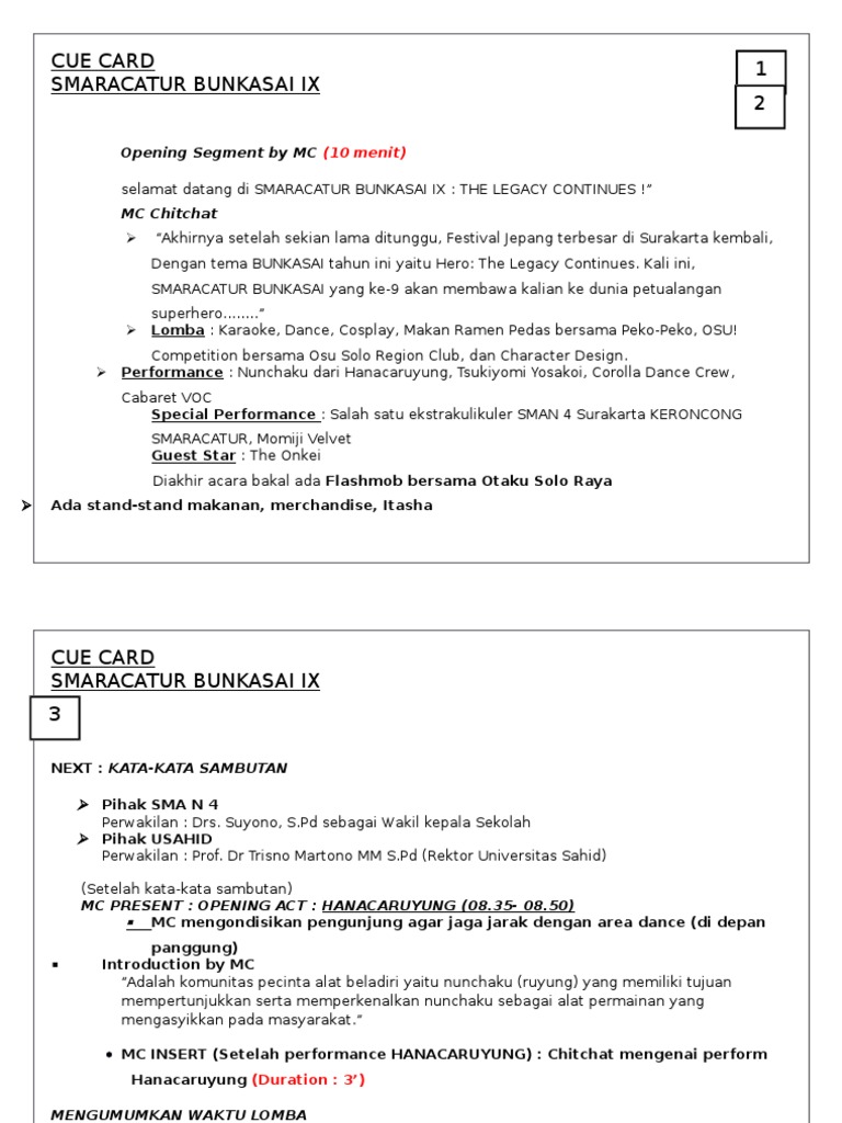 Cuecard MC | PDF | Seni