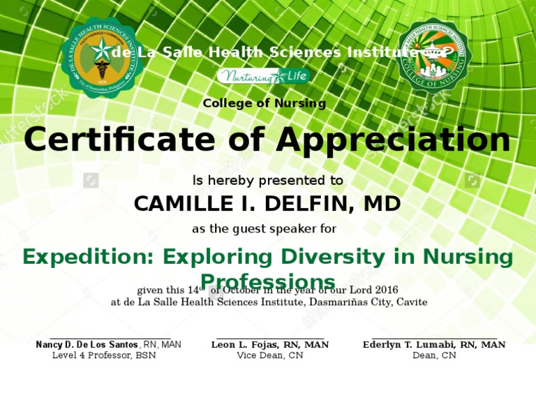 Certificate of Appreciation: Camille I. Delfin, MD | PDF