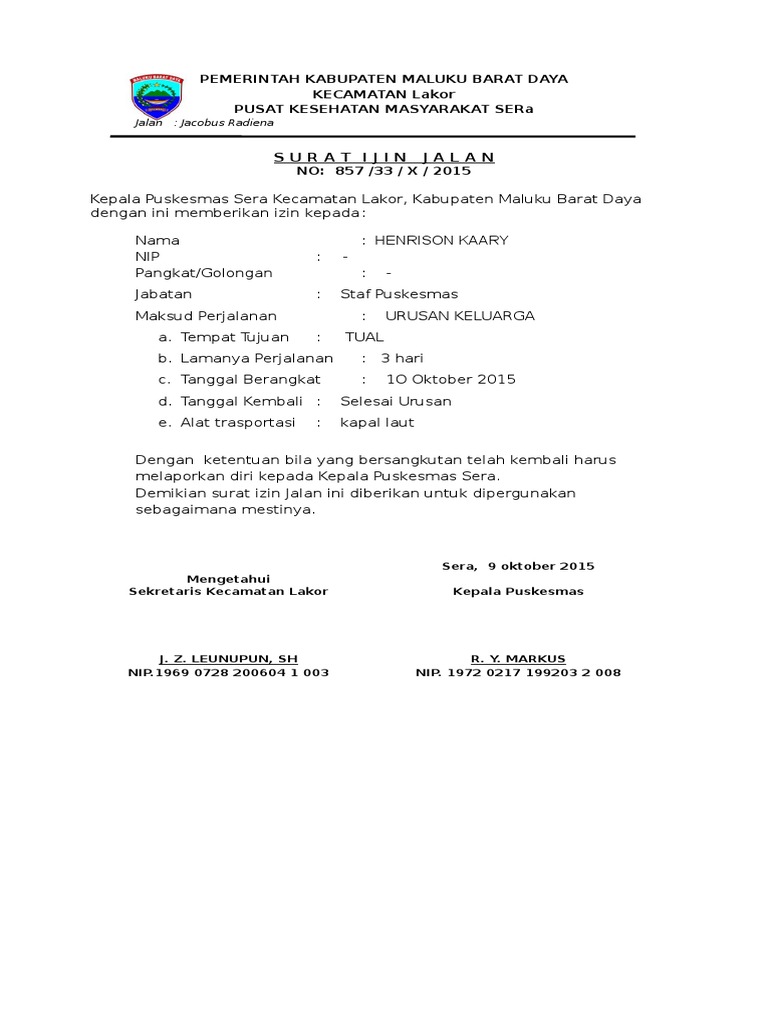 Surat Ijin Jalan | PDF