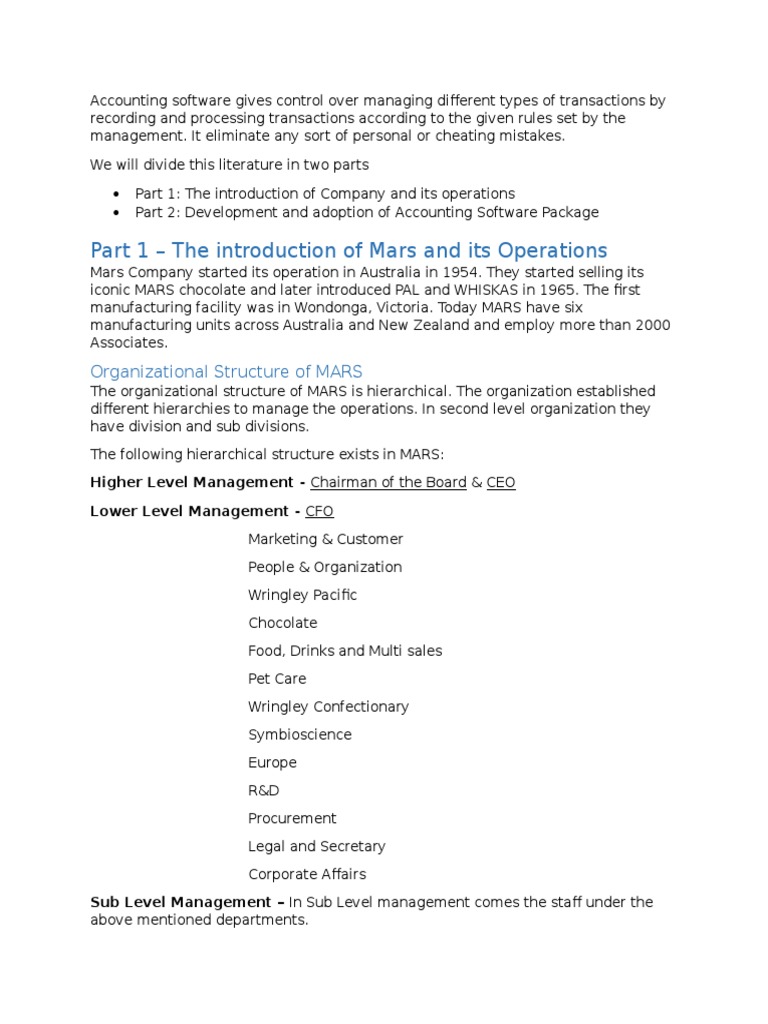 Mars | PDF | Organizational Structure | Enterprise Resource Planning