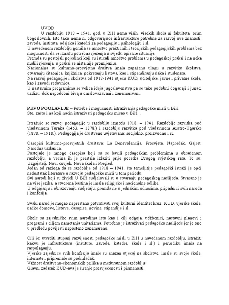 Bevanda Povijest Pedagogije I Skolstva U BiH | PDF