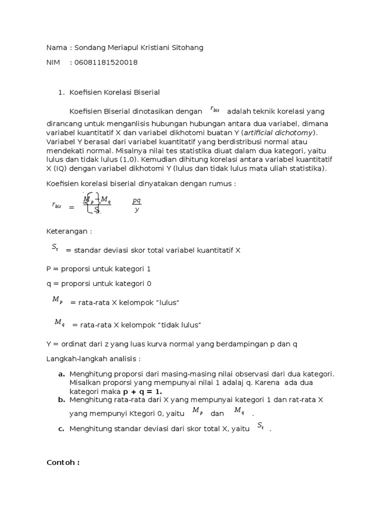 Korelasi Biserial & Point Biserial | PDF