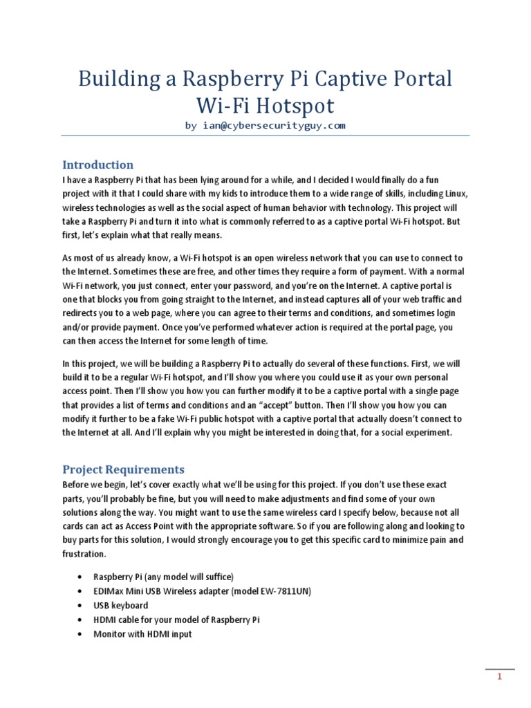 Building A Raspberry Pi Captive Portal Wi-Fi Hotspot | PDF | Domain Name System | Ip Address