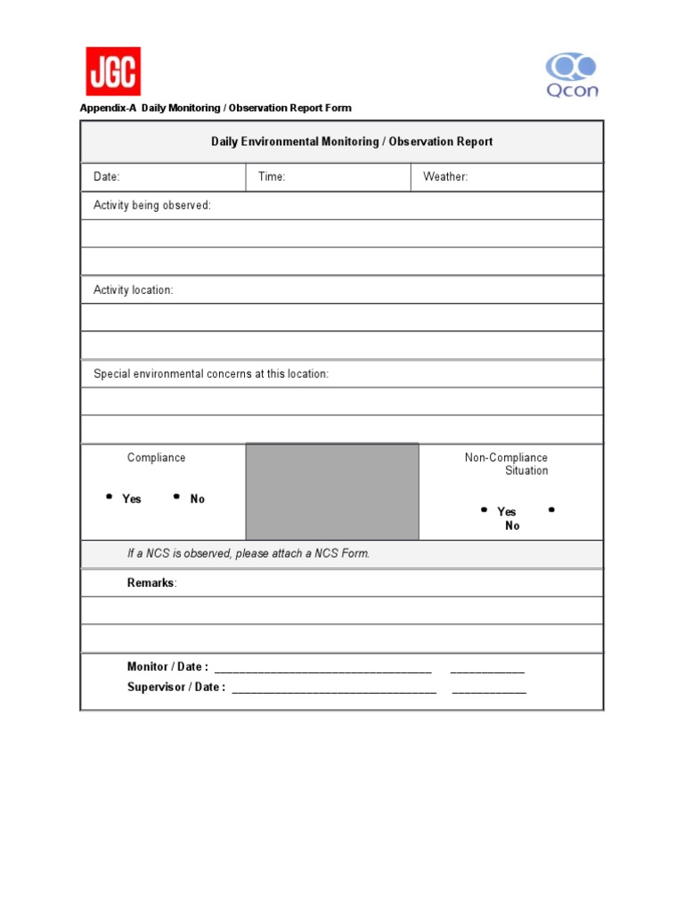 Daily Environmental Monitoring
