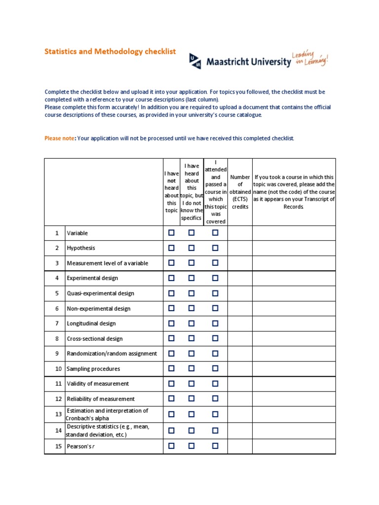 Fpn Statistics and Methodology Checklist | Analysis Of Covariance ...