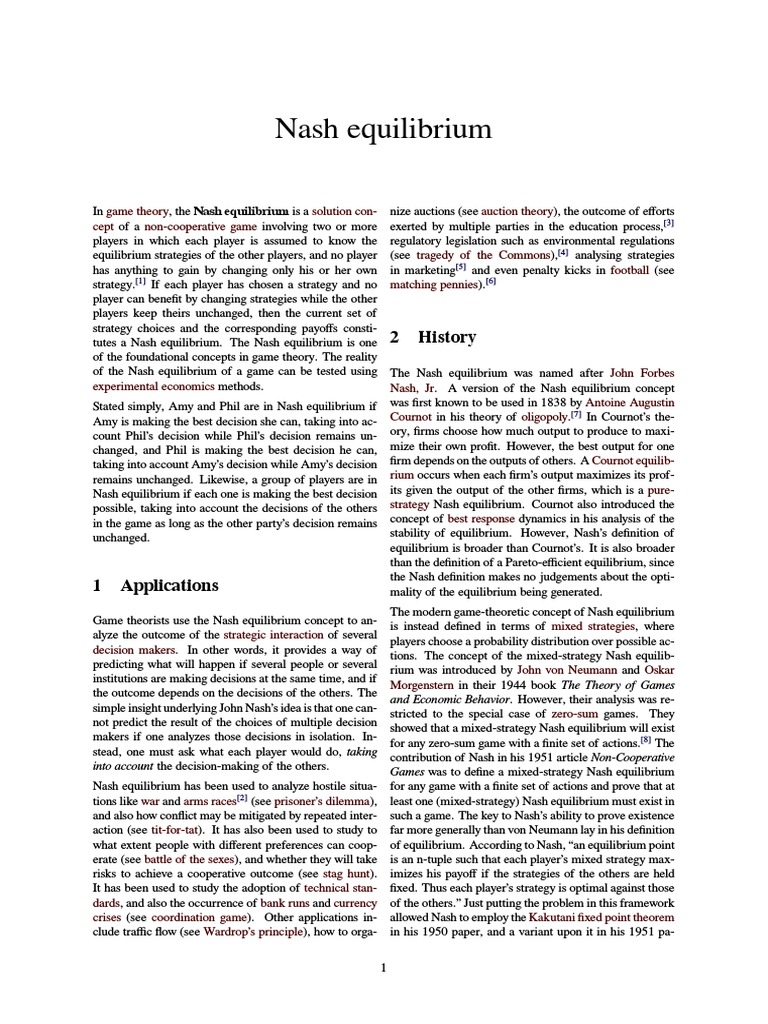 Nash Equilibrium | PDF | Game Theory | Economics Of Uncertainty
