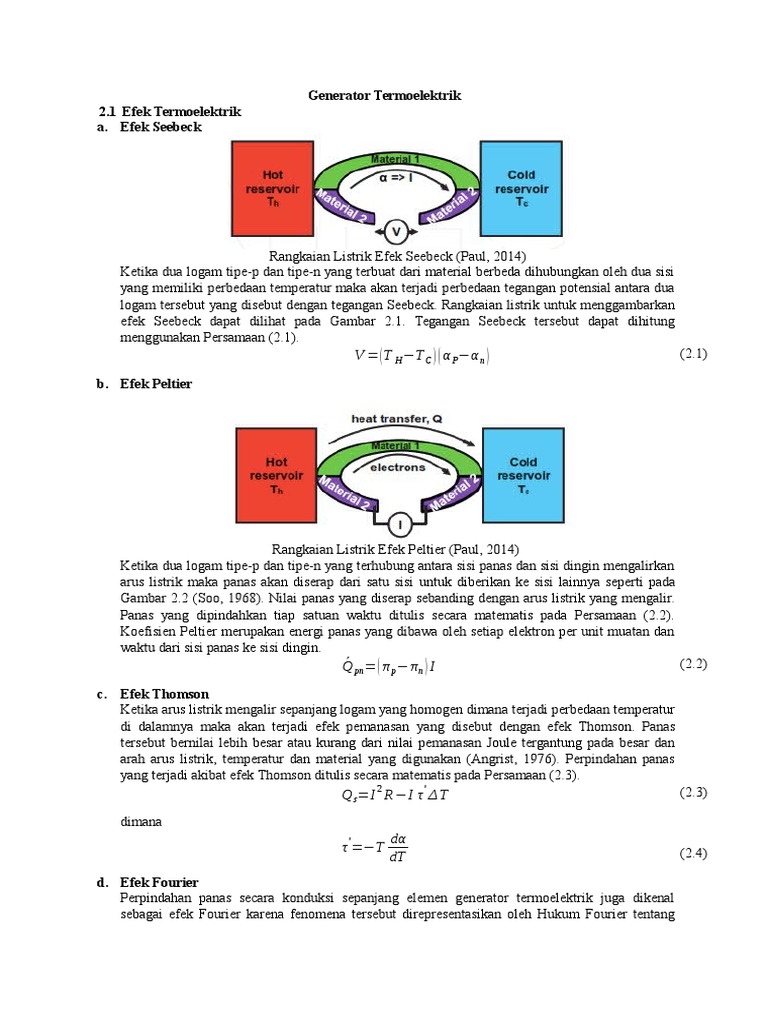 MEKANISME DAN PRINSIP KERJA GENERATOR TERMOELEKTRIK | PDF
