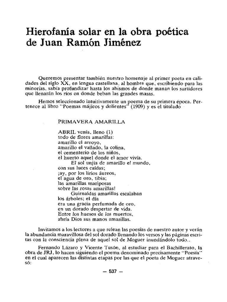 Hierofanía solar en Juan Ramón Jiménez | PDF | infinito | Akhenaton