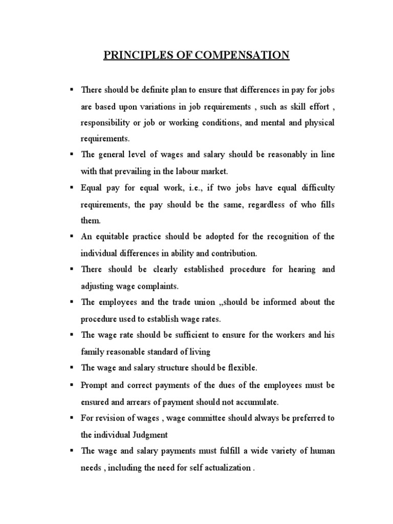 Principles of Compensation | PDF | Labour Economics | Employment