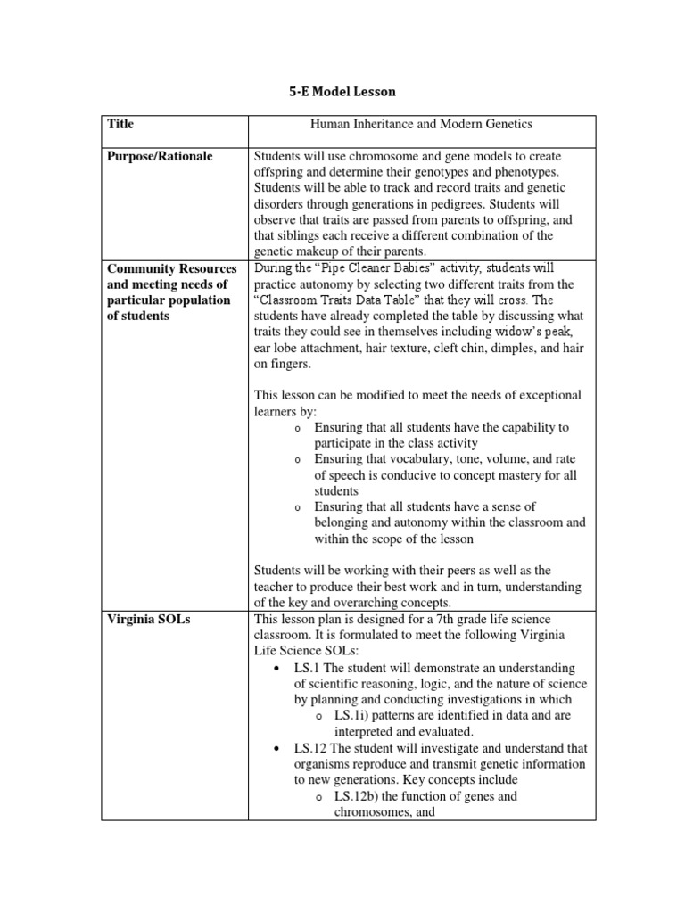 Pka Lesson Plan Modern Genetics | PDF | Dominance (Genetics) | Genotype