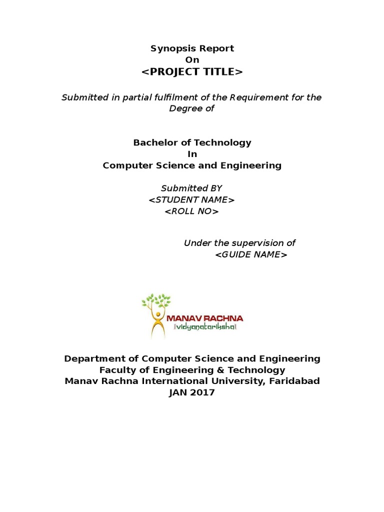 Project Synopsis Format For Manav Rachna University | PDF | Computers