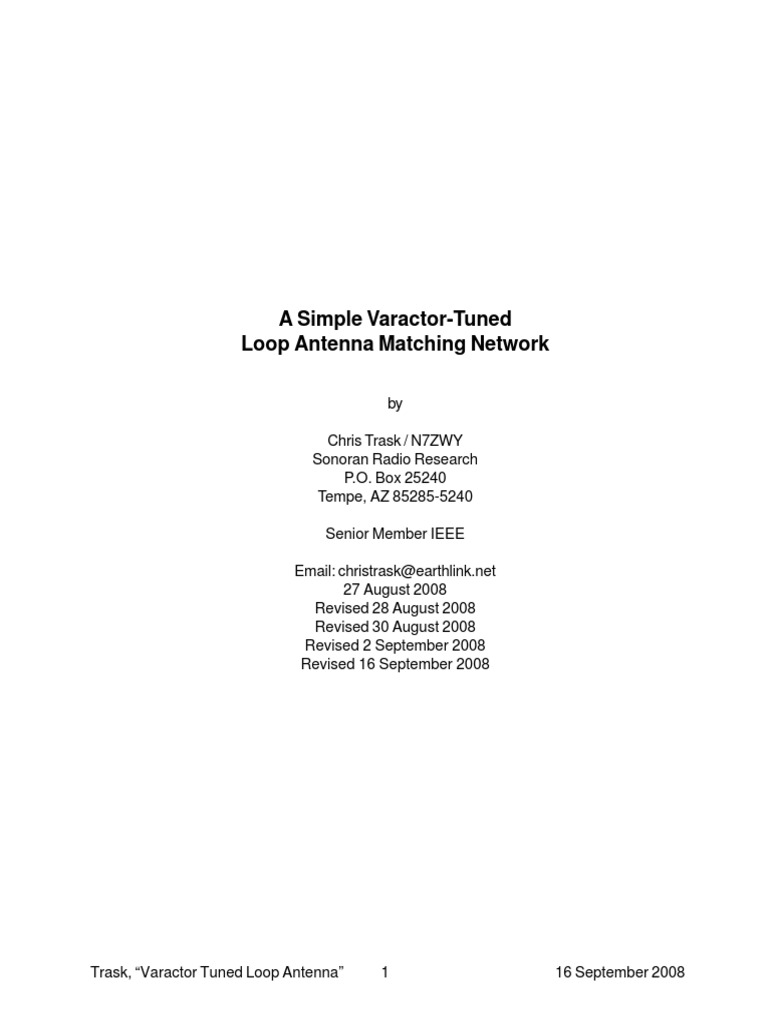 Varactor Tuned Loop Antenna | PDF | Antenna (Radio) | Transformer