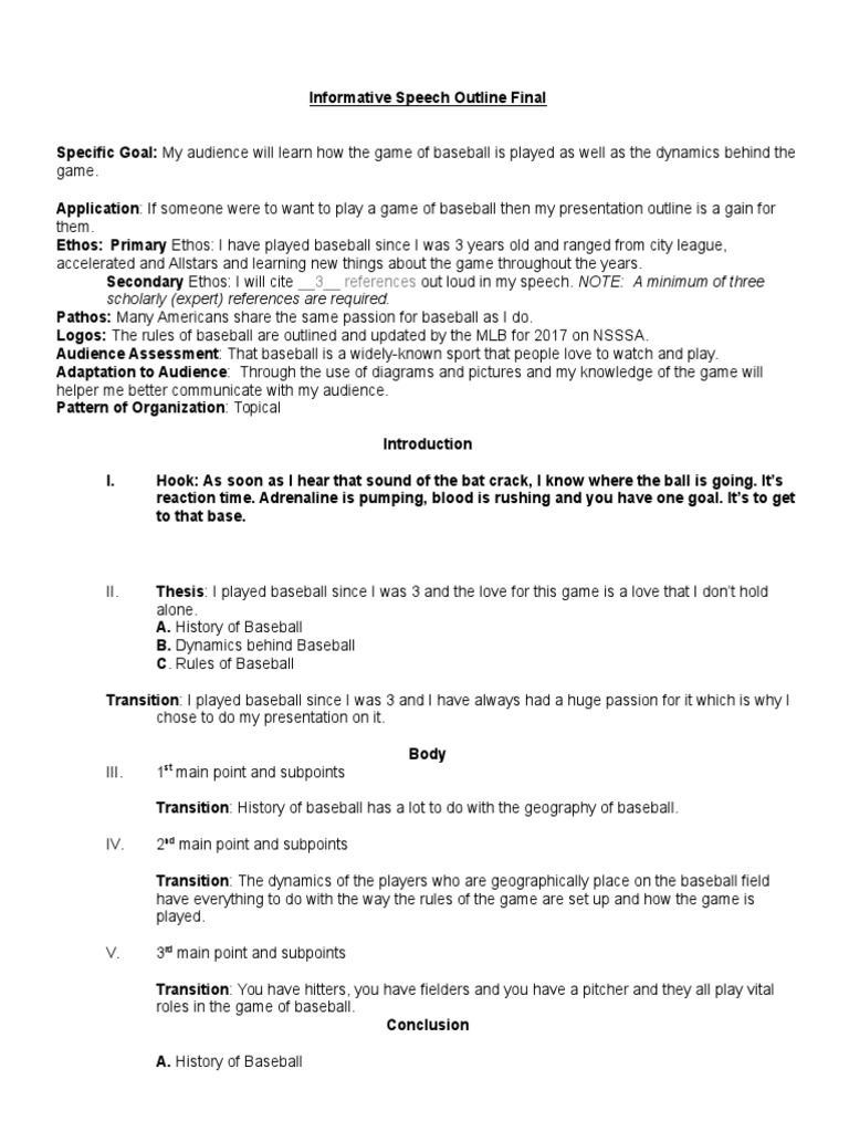 Full-Sentence Speech Outline | Download Free PDF | Cognitive Science ...
