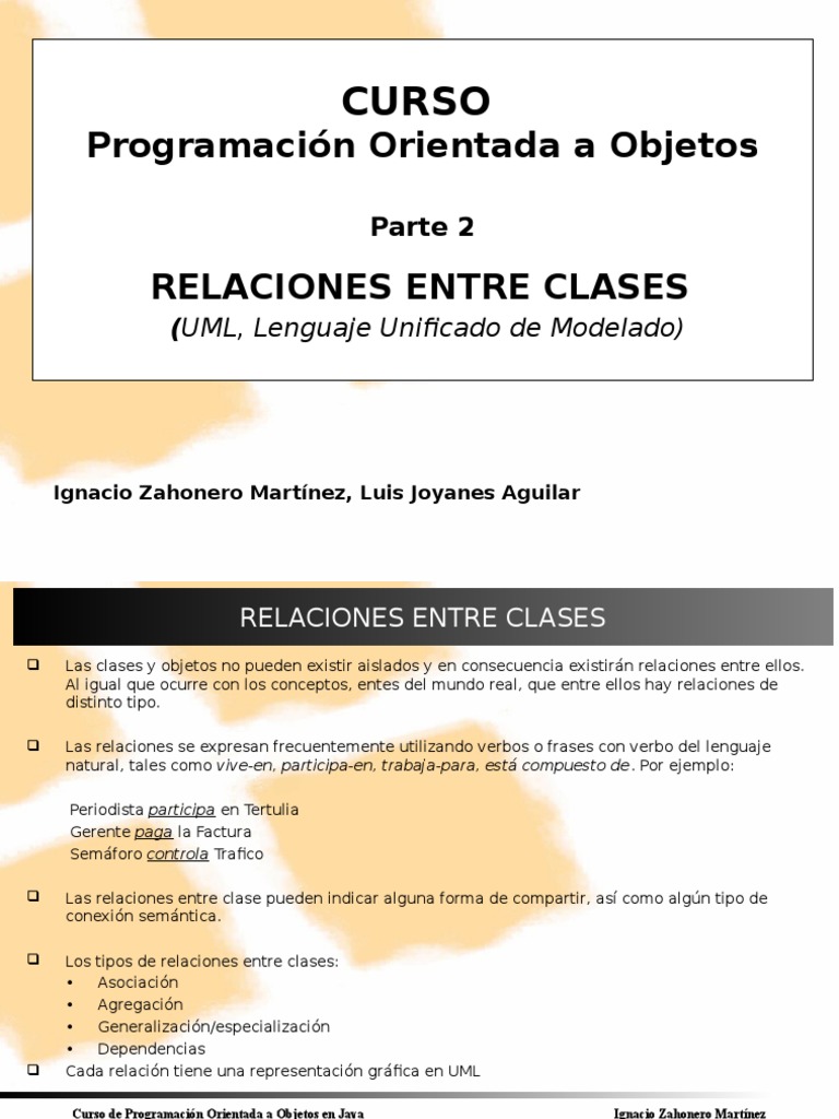 Programacion en Java 6 Parte 02 Relaciones Entre Clases Ejemplos | PDF ...
